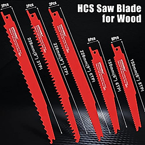 HYCHIKA 32-Piece Reciprocating Saw Blade Set Metal Wood Cutting Saw Blades with Organizer Case