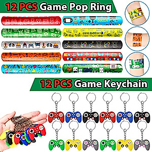 Golray 72Pcs Video Game Party Favors Kids Boy Gamer Birthday Gift with Box VIP Pass Holder LED Glasses Rings Toys for Teen Men Game On Birthday Party Supplies Decorations Pinata Goodie Bag Stuffers