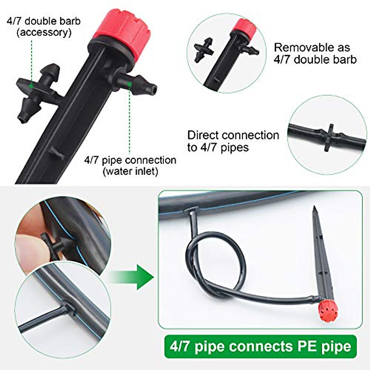 Kalolary Irrigation Dripper Drip Emitter, 20PCS Micro Spray Adjustable 360 Degree 8 Holes Full Circle Water Flow Irrigation Dripper Micro Sprinkler Drip System Parts for Garden Lawn Flower Bed(13.2cm)