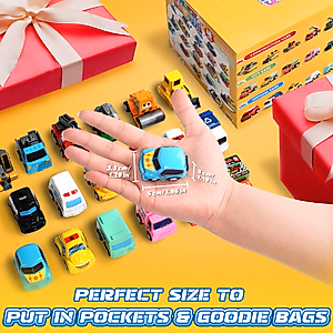 Fajiabao 18 Pcs Toddler Toys Cars for 1-3-5 Mini Pull Back Cars & Trucks Toddler Party Favors Pinata Easter Egg Fillers Goodie Bags Stuffers for Kids Bulk Prizes for 2 3 4 5 6 Boys Girls
