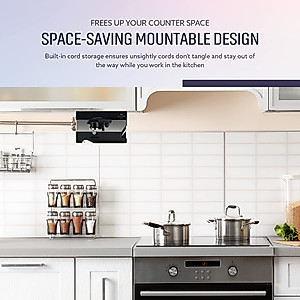 ELITRA HOME 3 in 1 Under the Cabinet Electric Can Opener, Blade Sharpener, Bottle Opener, Under The Counter Mount, For Large And Small Cans (Black)