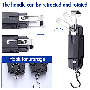 2 Pack Fish Scales, Portable Luggage Weight Scale with Backlit LCD Display 110lb / 50kg Electronic Balance Fishing Postal Hanging Hook Scale with 3.28 ft Measuring Tapes & 4 AAA Batteries (Black)