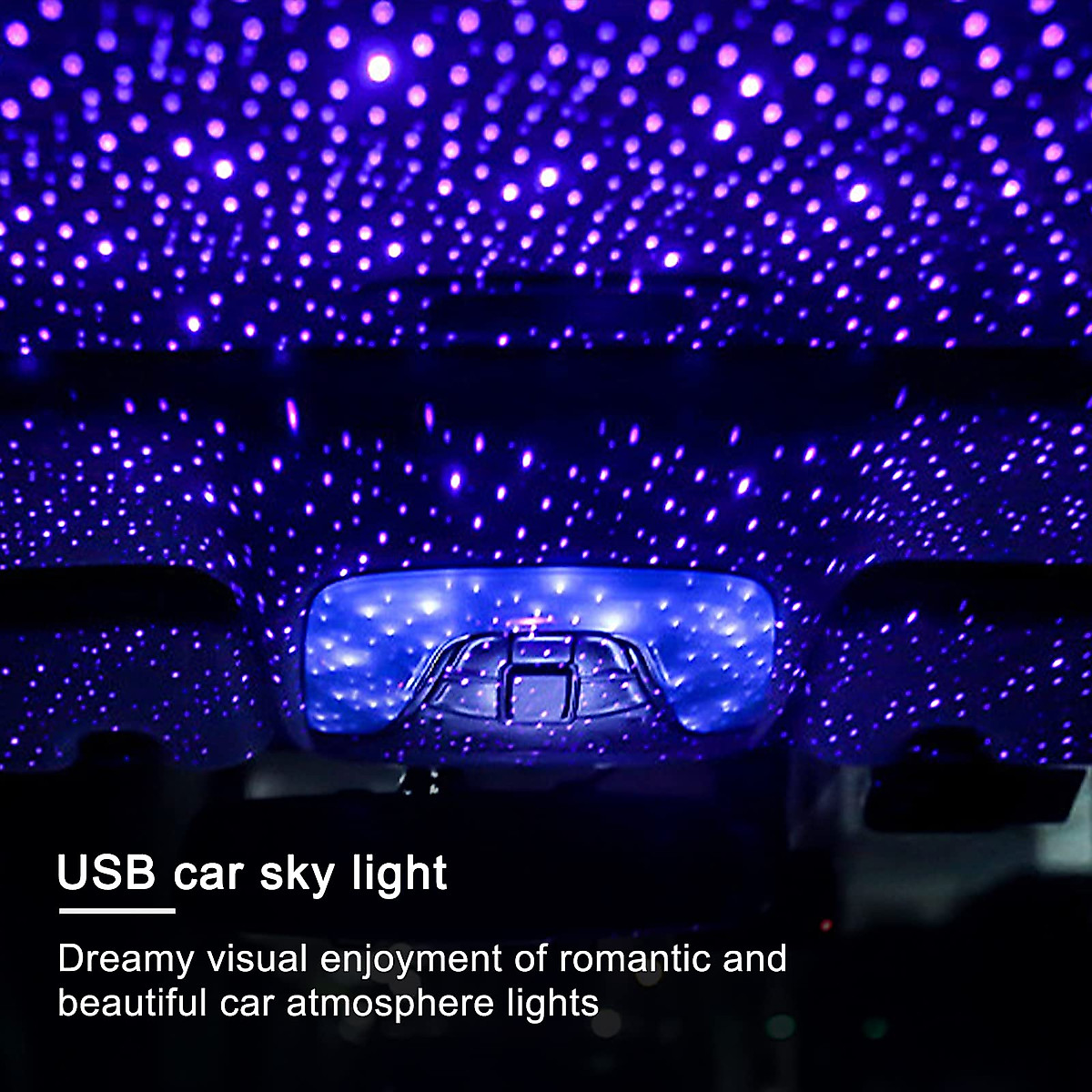 jeseny Pack-1 USB Star Projector Night Light, Car Ceiling Interior Roof Lights, Portable Adjustable Romantic Decorative Lights for Bedroom, Car, Party, Wall, Ceiling (Purple Blue)