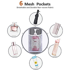 ULG 1-Pack Over Door Organizer with 5 Large Pockets 10 Mesh Side Pockets, 44 lbs Weight Capacity Hanging Storage Organizer with Clear Window for Bedroom Nursery, Kids Toys, Shoes, Diapers, Dark Grey