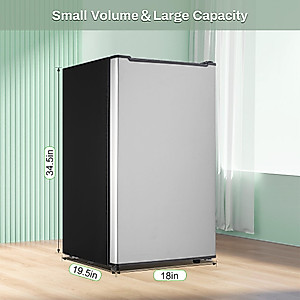 Upright Freezer 3.6 Cubic Feet, Mini Freezer with Removable Baskets, 3 Level Adjustable Temperature from -13°F to 23°F, Manual Defrosting, Reversible Stainless Steel Door, Suitable for Home, Silver