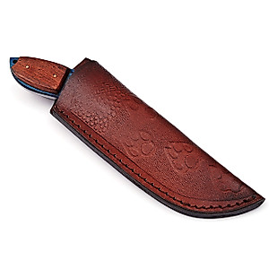 TMBrands Damascus Hunting Knife - Handmade Knife, Hand forged Fixed Blade Knife, Camping Knife & gift Knives - Hunting Knives & Bowie Knives with Rose Wood Handle & Knife Sheath