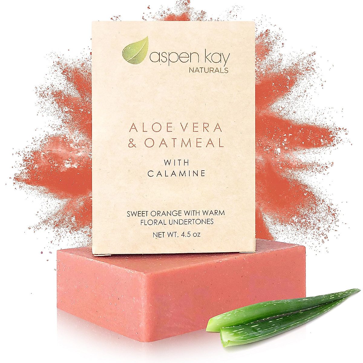 Aspen Kay Naturals Handmade Calamine Soap Bar for Face & Body - Organic Aloe Vera & Colloidal Oats - Natural Soap with Organic Skin Loving Oil - Gentle Soap – Made in the USA 4.5 oz