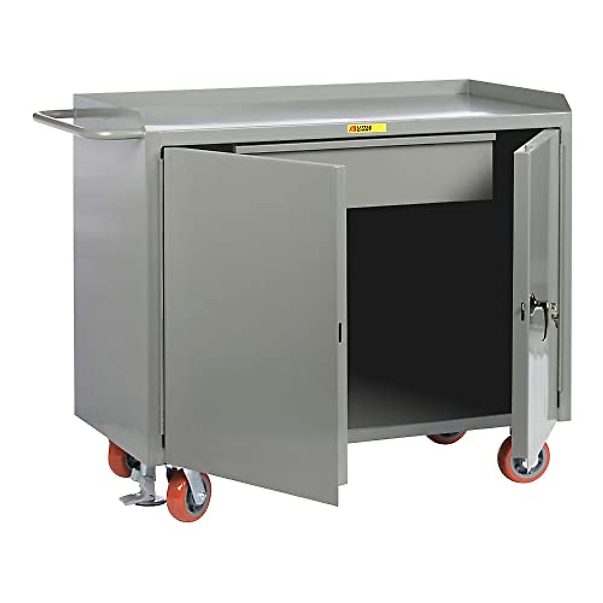 Little Giant MB-2436-HDFL-LP Mobile Bench Cabinet with Heavy-Duty Drawer and Louvered Panel, Powder Coated Steel Top Surface, 24" Length, 36" Width