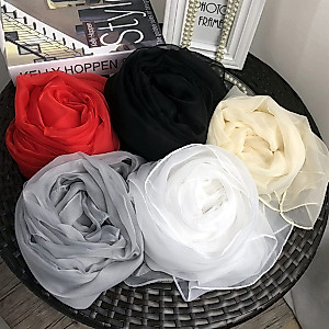 K-Elewon Solid Color Silk Feeling Scarf Fashion Scarves Wrap Long Lightweight Shawls for Women H01-02