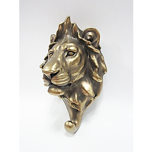 Pacific Giftware Wild Animal Head Single Wall Hook Hanger Animal Shape Rustic Faux Bronze Decorative Wall Sculpture (Lion)