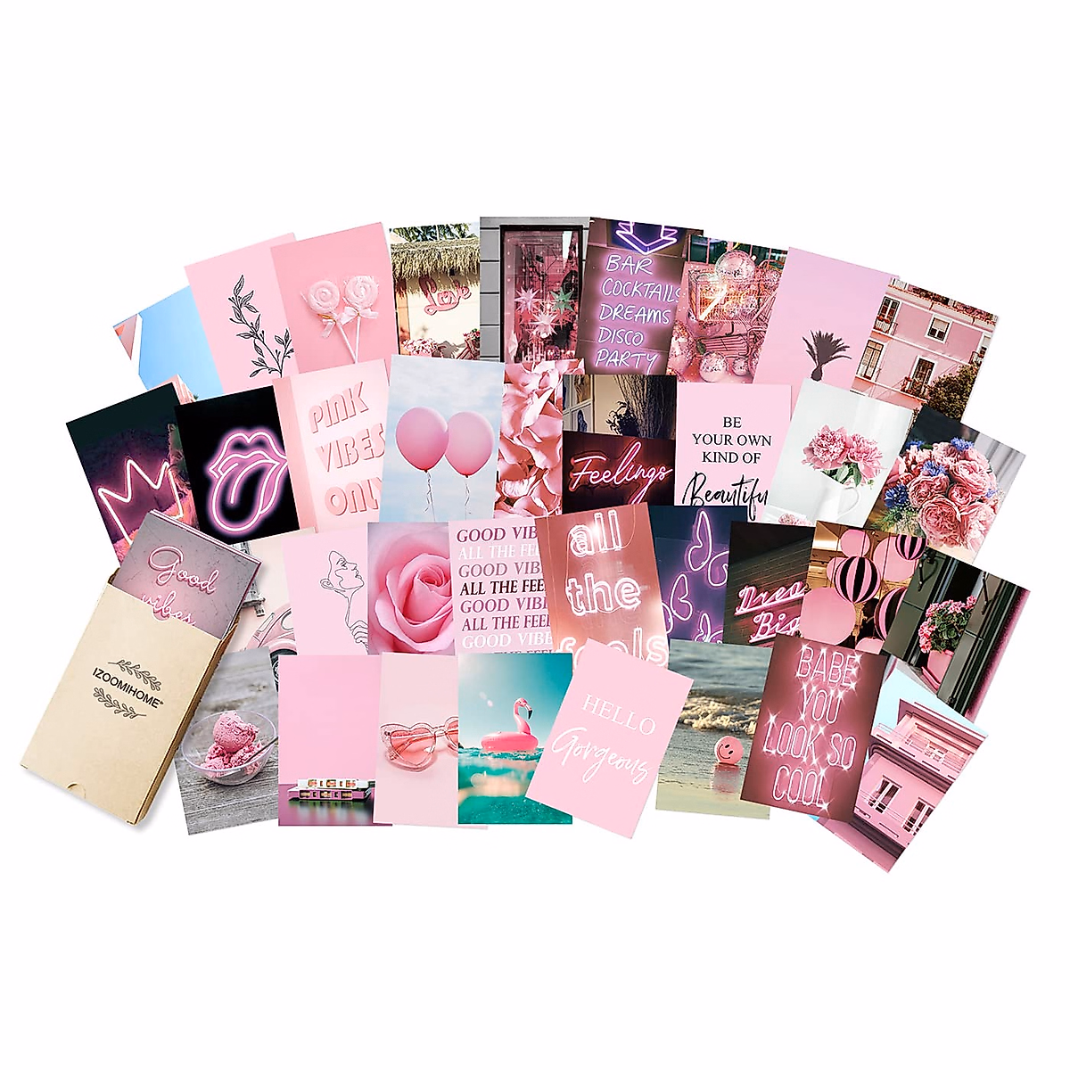 Pink Wall Collage Kit Aesthetic Pictures, Bedroom Decor for Teen Girls, Wall Collage Kit, Collage Kit for Wall Aesthetic, VSCO Girls Bedroom Decor, Aesthetic Posters, Wall Collage, Collage Kit