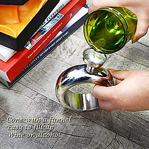 CCJK Liquor Flask for Women with Funnel - Stainless Steel Bangle Bracelet Hidden Flask Set 3.5OZ Wine Flask Wrist Jewelry for Women Girls Men Party Hand size Flask（silver）