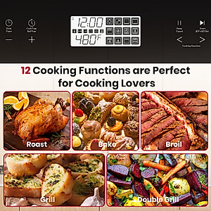 GASLAND 24 Inch Electric Wall Oven, 2.6 Cu.ft Built-in Single Wall Oven, 12 Cooking Functions, 3D Heating, Convection Oven with Rotisserie, Touch Control, Safety Lock, ETL Certified, Stainless Steel