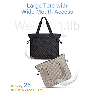 BAGSMART Quilted Tote Bag, Top Handle Handbags for Women, Shoulder Bag, Durable Carry Handles, Machine Washable, 25L Large Hobo Bag for Work, School, Travel