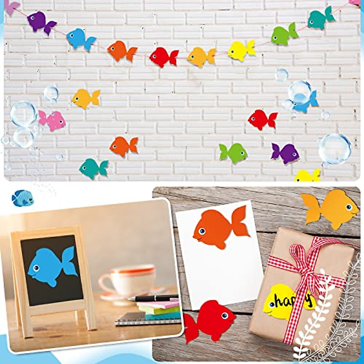 Colorful Fish Paper Cutouts for Classroom & Party Decor - 200 Pieces