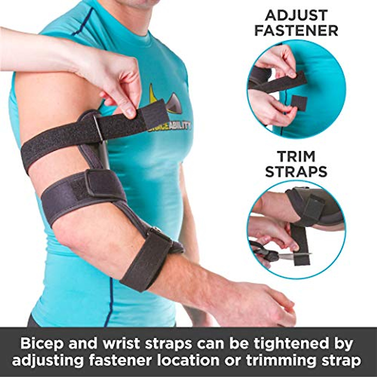 BraceAbility Cubital Tunnel Syndrome Elbow Brace | Splint to Treat Pain from Ulnar Nerve Entrapment, Hyperextended Elbow Prevention and Post Surgery Arm Immobilizer - S (Small/Medium)
