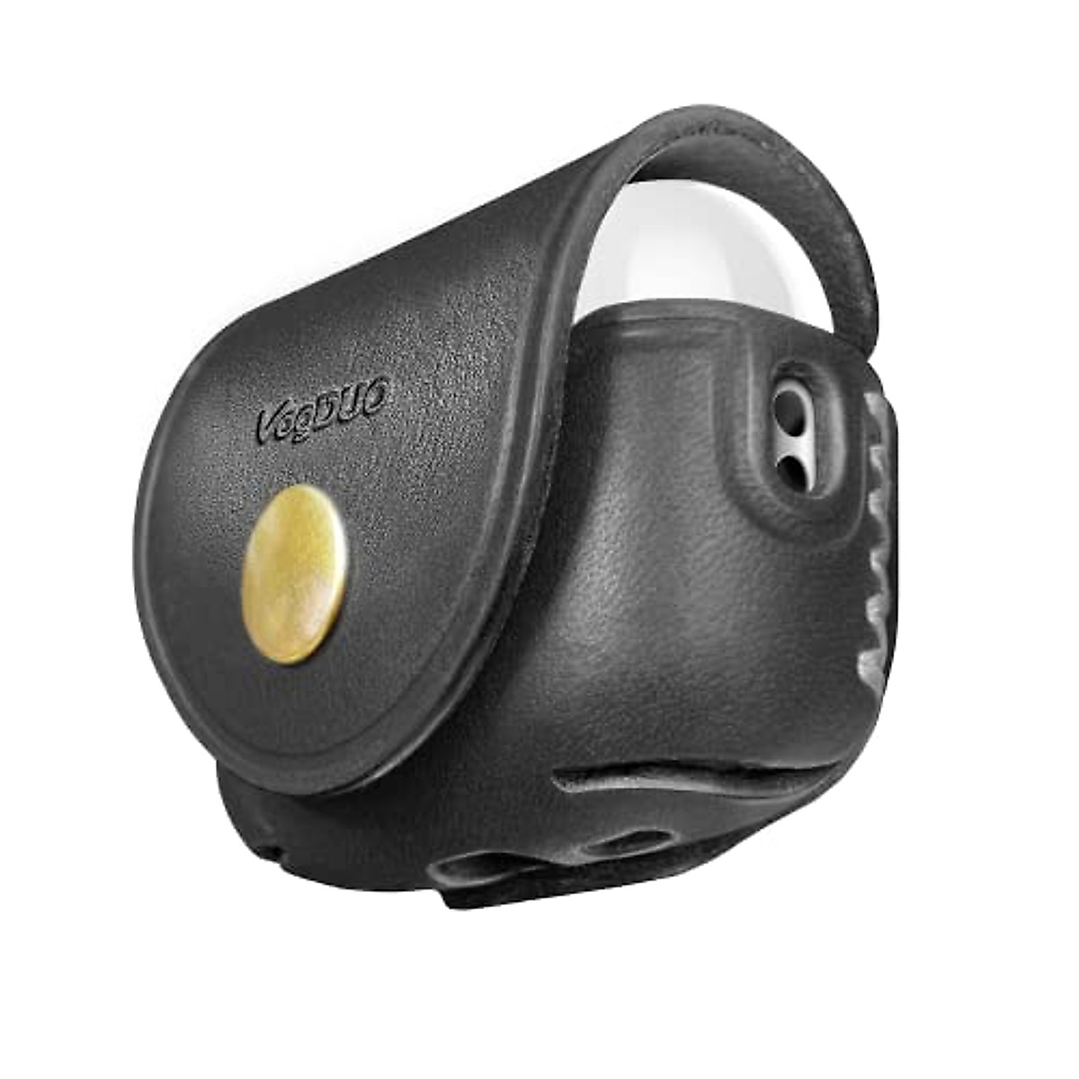 VogDUO Premium Protective Leather Case for Apple AirPods Pro 2 - Handmade Cover with Belt Loop & Lanyard Ports with Clip Holder for Bag Strap, Compatible with Apple AirPod Pro Gen 2 (Black)