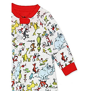 Dr. Seuss Grinch Cat in The Hat Infant Baby Footless Sleeper Pajamas (18 Months, White/Multi)