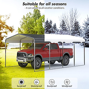 Outdoor Carport, 12x20 Heavy Duty Carport, Car Shelter with Galvanized Metal Roof and Updated Frame, Car Canopy Metal Garage for Car, Pickup, Boats and Tractors