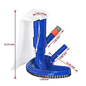 PooLuck Upgraded Portable Pool Vacuum Jet Underwater Cleaner W/Brush Bag Handheld Portable Pool Vacuum Swimming Pool Mini Jet Vacuum Pool Cleaner Pool Spa Jet Vac for Above Ground Pool Vacuum Head