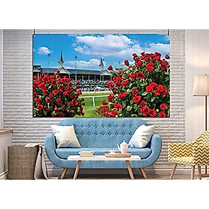 Nepnuser Kentucky Derby Photo Booth Backdrop Churchill Downs Horse Racing Party Decoration Run for The Roses Indoor Outdoor Wall Decor-5.9×3.6ft