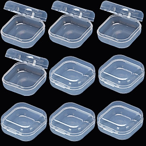 GBSTORE 10 Pcs Mini Clear Plastic Box 1.8 mm Thicken Square Jewelry Earplug Pill Storage Box Case Container with Lid for Bead Makeup Craft Project