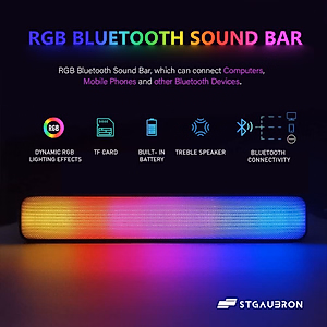 STGAubron Gaming PC Computer Desktop, GeForce GTX 1660 Ti 6G, Intel Core I7 up to 3.9 GHz, 16G RAM, 512G SSD, WiFi, BT 5.0, RGB Fan x 6, RGB BT Sound Bar, Windows 10 Home, White