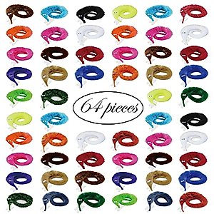 Happy Will 64 Pcs Worm on a Invisible String Worms Carnival Party Favors for Kids Birthday (Random Colors)