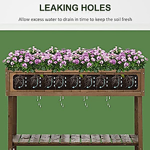 Outsunny Wooden Raised Garden Bed with 8 Slots, Elevated Planter Box Stand with Open Shelf for Limited Garden Space to Grow Herbs, Vegetables, and Flowers, Dark Brown