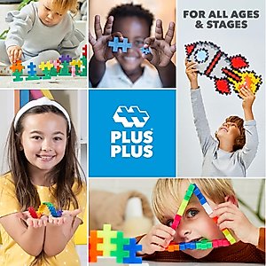 PLUS PLUS Big - Open Play Set - 100 Piece - Neon Color Mix, Construction Building Stem/Steam Toy, Interlocking Large Puzzle Blocks for Toddlers and Preschool