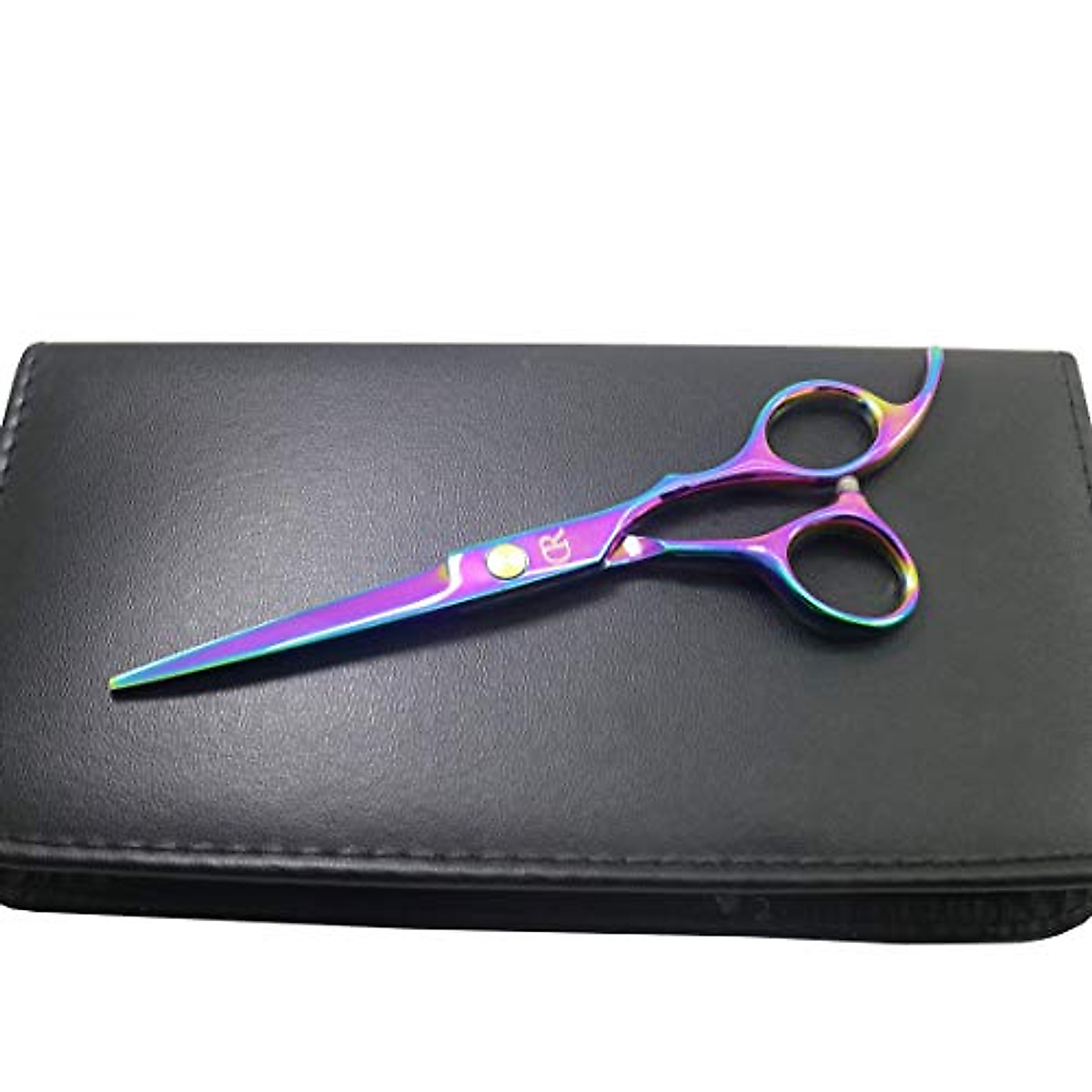 Professional Hair Cutting Shears,6 Inch Barber hair Cutting Scissors Sharp Blades Hairdresser Haircut For Women/Men/kids 420c Stainless Steel Rainbow Color (A)