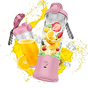 2 Pack Portable Blender, Personal Blender for Shakes and Smoothies, 20 Oz Mini Smoothies Blender to Go, USB Rechargeable Blender Cup with Travel Lid for Home, Office, Trave