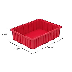 Akro-Mils 33226 Akro-Grid Plastic Slotted Dividable Modu Box Stackable Grid Storage Tote Container, (22-3/8-Inch L x 17-3/8-Inch W x 6-Inch H), (4 Pack), Red