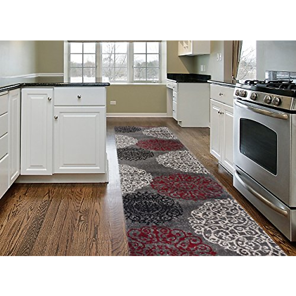 Contemporary Modern Floral Indoor Soft Runner Area Rug 2' x 7'2" Red