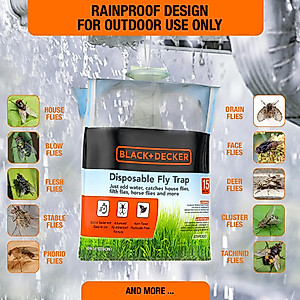 Fly Trap- Hanging Fly Traps Outdoor- Natural Non-Toxic Fly Catcher Attractant- Add Water to Catch House & Horse Flies in Garden, Backyard & Barn, 3 Pack 15 Grams