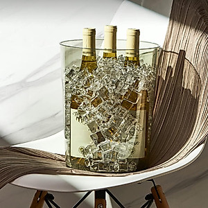 LIFKOME Trash Bin Trash Cans Plastic Wastebasket Small Trash Can Round Garbage Container Bin Party Beverage Chiller Bin for Bathroom Bedroom Office Clear Green Trash Bin Trash Cans