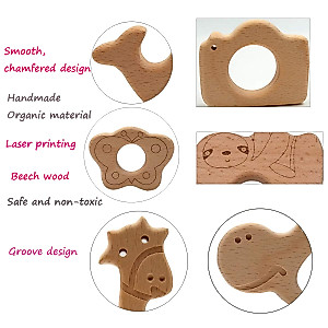 Lovely Cartoon Wood Camera Teether Toys Pure Natural Animal Teething Shape Beech Wooden Handmade Pattern Accessory DIY Jewelry Making Necklace Pendant (10pcs)