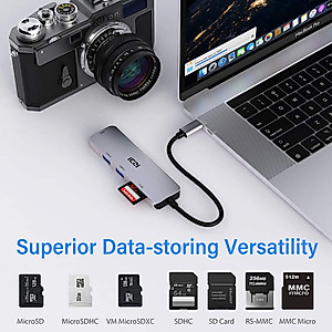 ICZI USB C Hub, 5 in 1 USB C Adapter with 4K HDMI, 2 USB-A 5Gbps Data Ports, SD/TF Card Reader, Thunderbolt 3 Compatible USB C Dongle for MacBook Pro/Air and More USB-C Devices