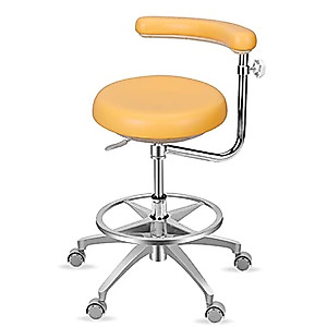 GUNEL Medical Dental Stool Dentist's Chair with Foot Rest and 360 Degree Rotation Armrest, PU Leather Dental Assistant Stool Height Adjustable Doctor's Chair (Color : F)