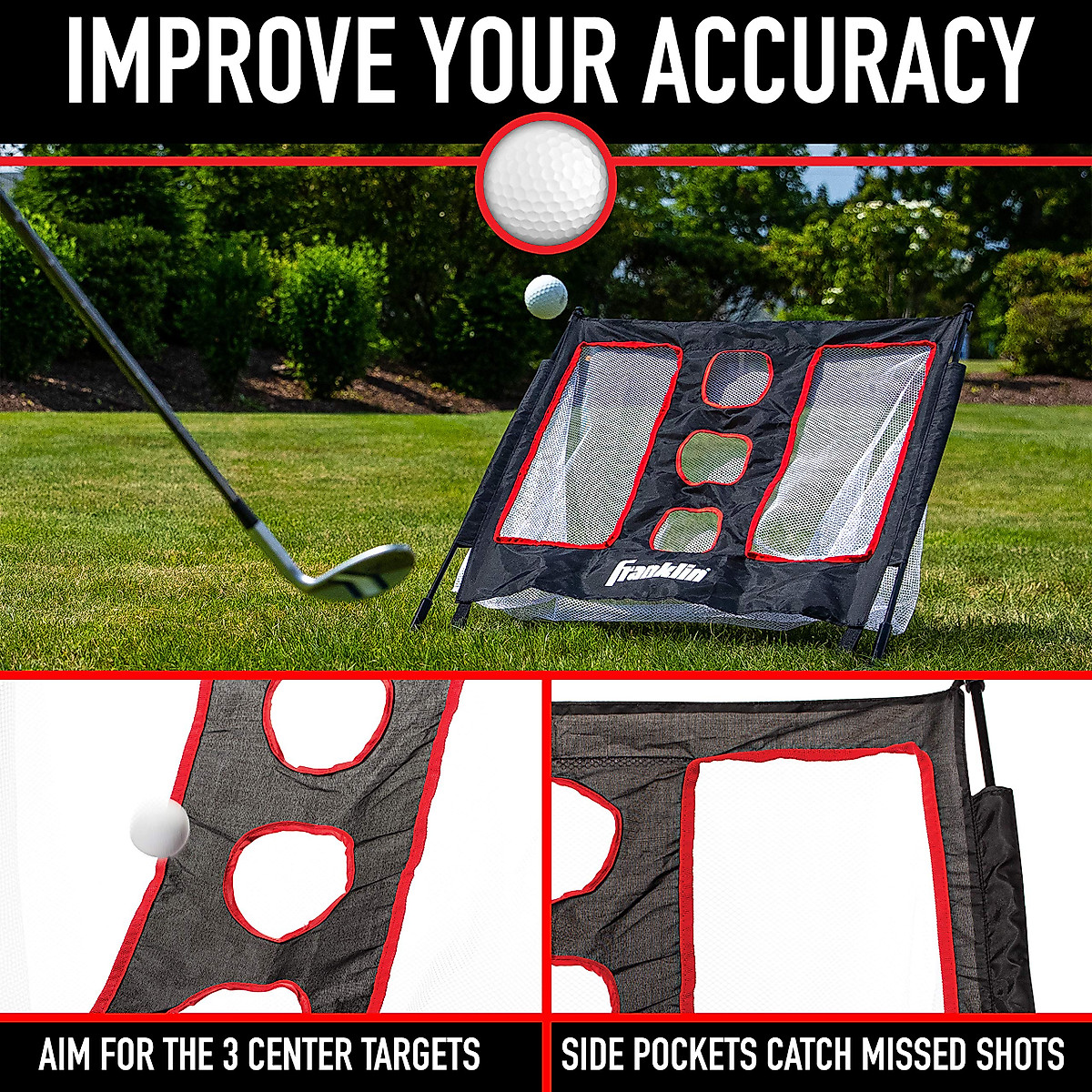 Franklin Sports - Golf Chipping Target - Training - Golf - Includes 12 Training Balls, Black