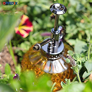 OFFIDIX Glass Plant Mister, 300ML Vintage Glass Spray Bottle, Plant Spritzer Small Watering Can with Plastic Top Pump,Plant Spray Bottle for Garden, Plants, Cleaning (Brown)