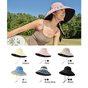 BENEUNDER Sun Hat Womens, Adjustable Wide Brim Bucket Hat with Vinly UPF50+ UV Protection for Beach, Summer Travel, Brown