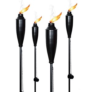 Garden Torches for Outside - Deco Home Pack of 4 Metal Garden Torches Citronella for Outdoor Ambiance - Decorative and Functional Citronella Torches for Patio, Lawn, and Backyard-Black