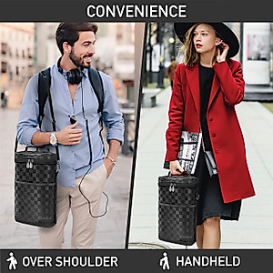 OPUX 2 Bottle Wine Carrier Tote, Insulated Leakproof Wine Cooler Bag, Wine Travel Bag Tote for Picnic BYOB Beach, Portable Wine Bottle Carrying Case, Gift for Wine Lover Women Men Christmas