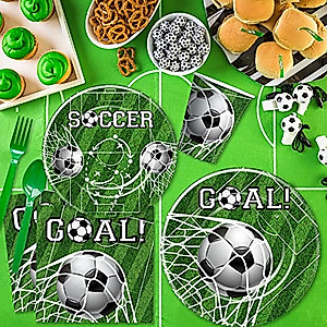 APOWBLS Soccer Birthday Party Supplies - Soccer Party Decorations Dinnerware, Plates, Cups, Napkins, Tablecloth, Cutlery, Straw, Sports Theme Soccer Birthday Party Decorations Tableware | Serve 24