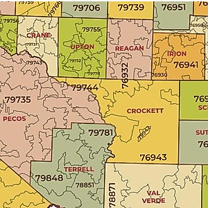 Texas Map Store Texas Zip Code and County Map Shows All 254 Counties of Texas and Over 1900 Zip Codes Includes Inset Maps of Major Metropolita