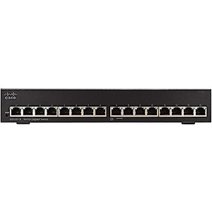 Cisco SG110-16 110 Series 16-Port Unmanaged Network Switch (SG110-16-NA) + 2 x Cat6e Fluke Tested Ethernet Cables + Microfiber Cloth Bundle