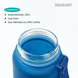 DEARART 32oz Blue-Mix Water Bottle With Motivational and Time Marker, BPA FREE Quick Drink Without Straw, Suit Sports Office Gym School ect.