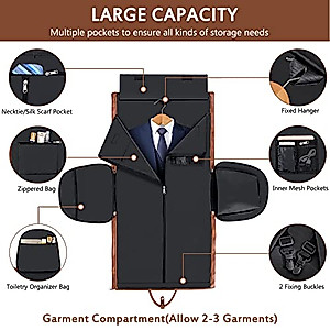 Garment Bag for Travel, Convertible Carry on Garment Duffel Bag for Men 3Pcs Weekender Bag 2 in 1 Hanging Suitcase Suit Bag