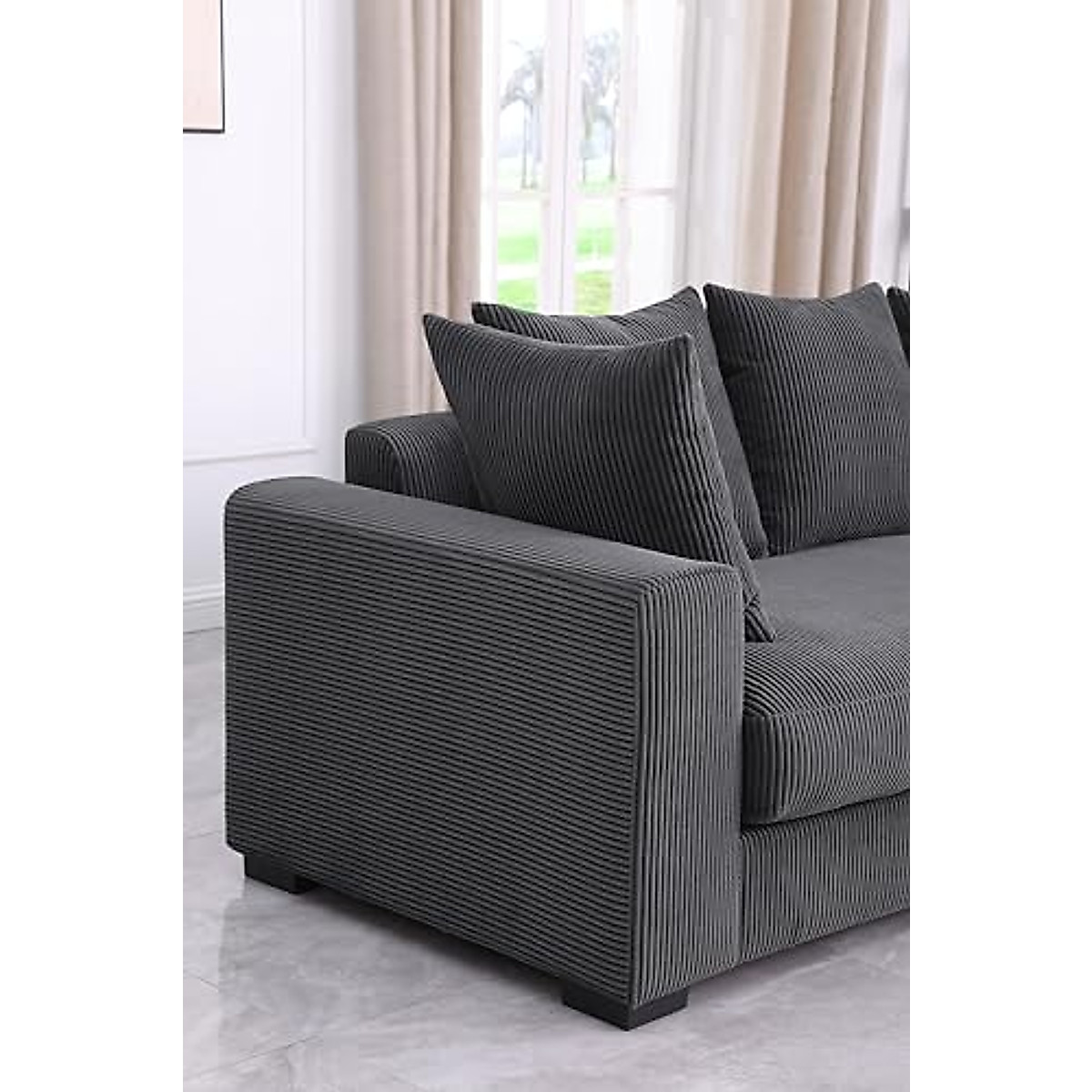 ERYE Oversized 2 Piece Right Facing Sectional Sofa Couches for Living Room, 109.75-Inch L Shaped Convertible Corduroy Upholstered Sofa&Couch with Left Chaise Lounge Daybed